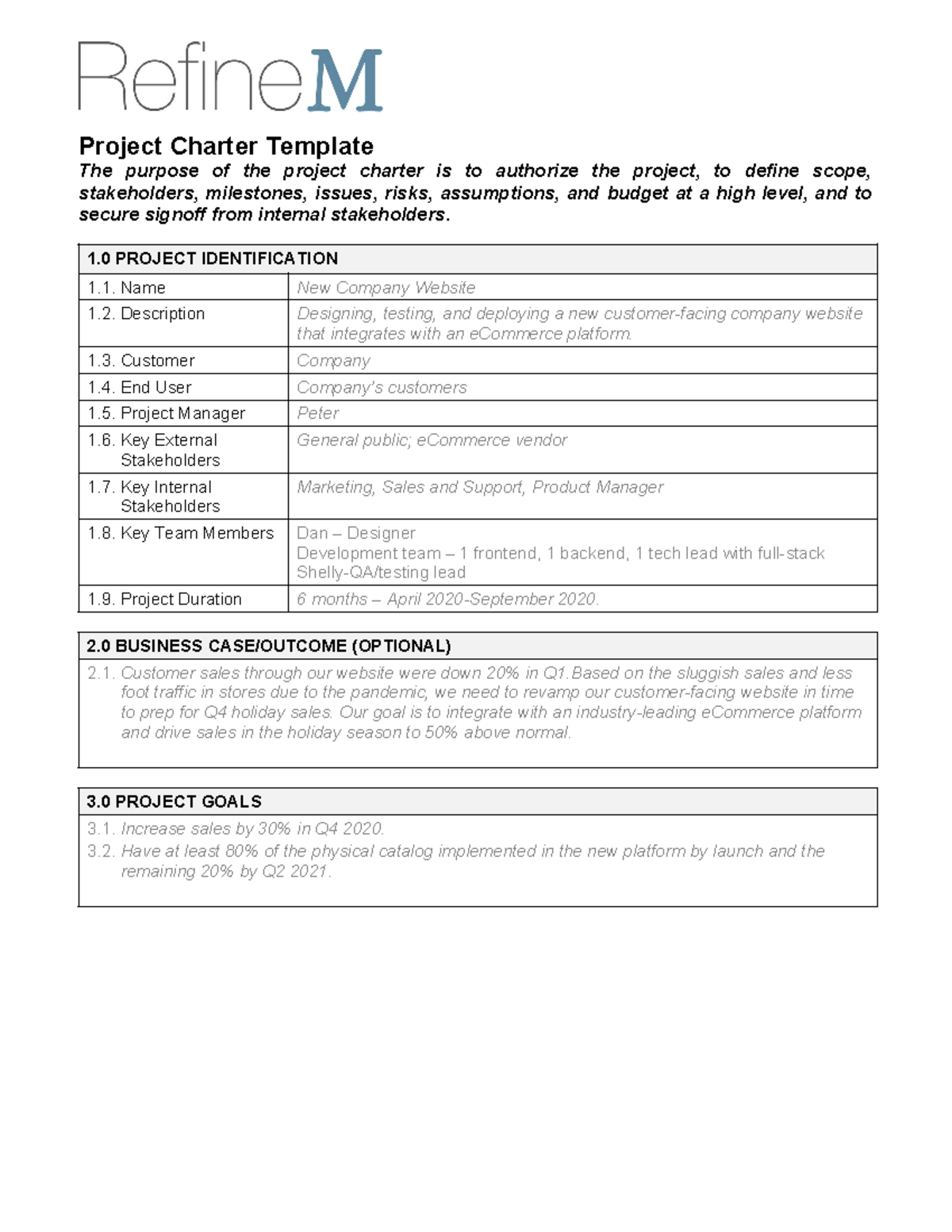 PM-Fundamentals Section-2 Project-Charter-Answer-Key - Project Charter ...