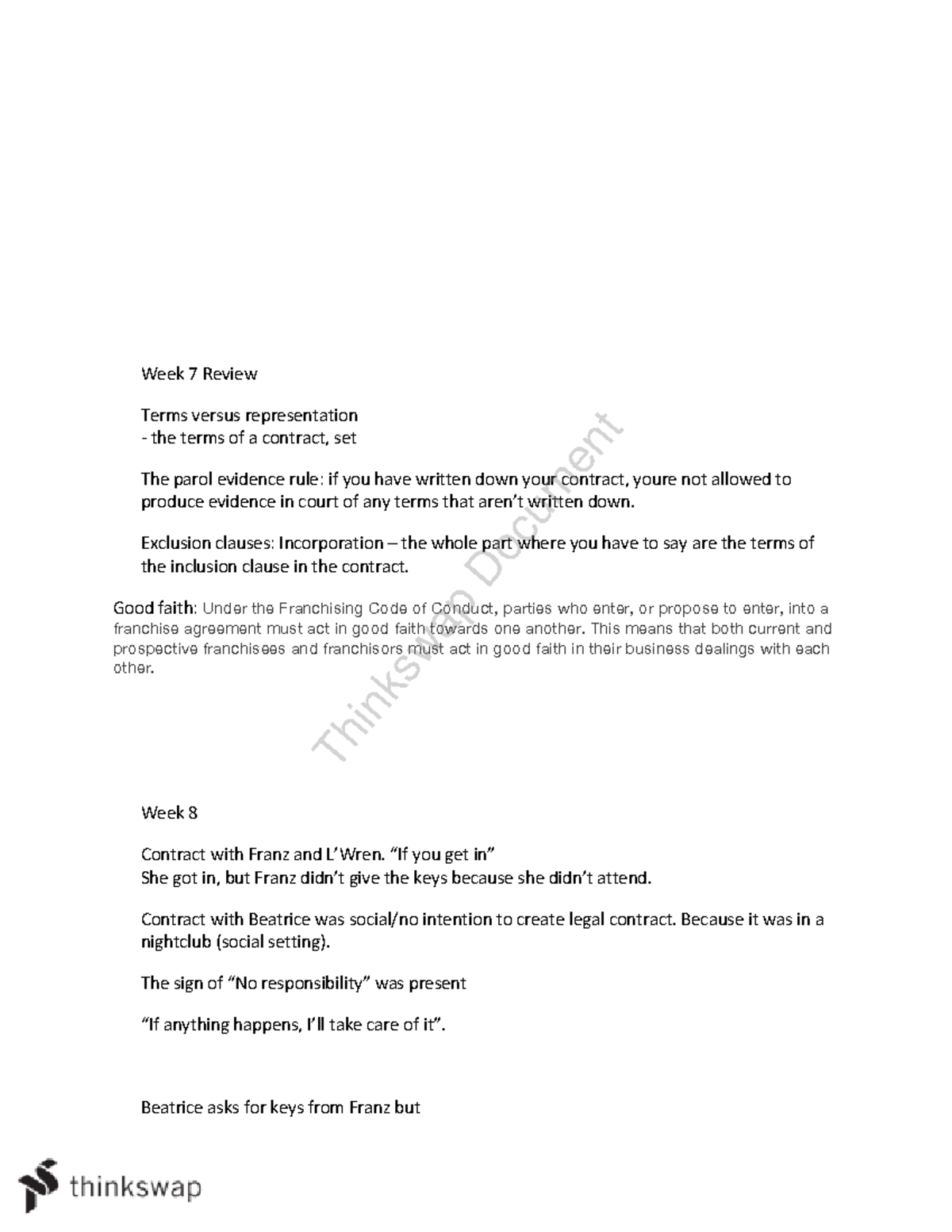 116504 claw notes - Week 7 Review Terms versus representation -­‐ the ...