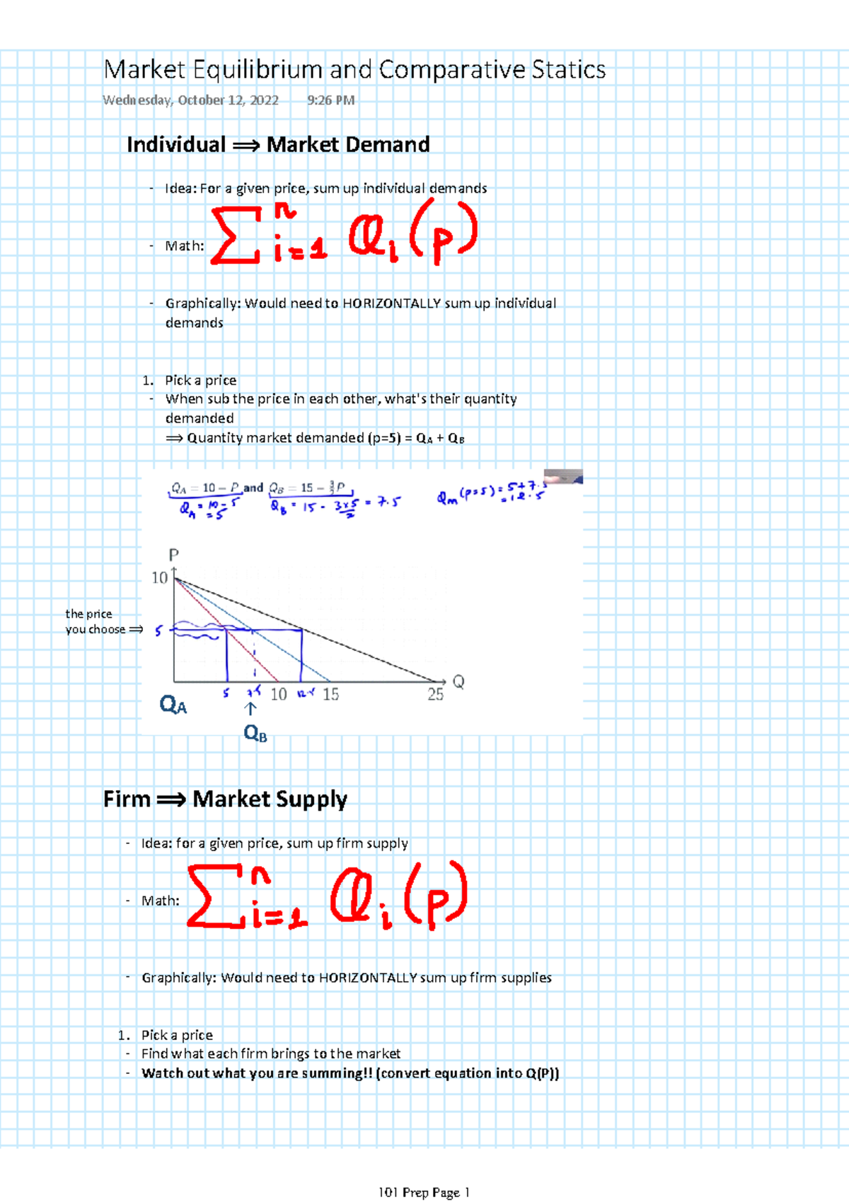 ECO101 Lecture 3 - Market Equilibrium and Comparative Statics ...