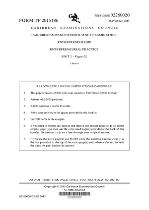 POB P2 - 2024-1 - Past paper - Entrepreneurship and small business ...