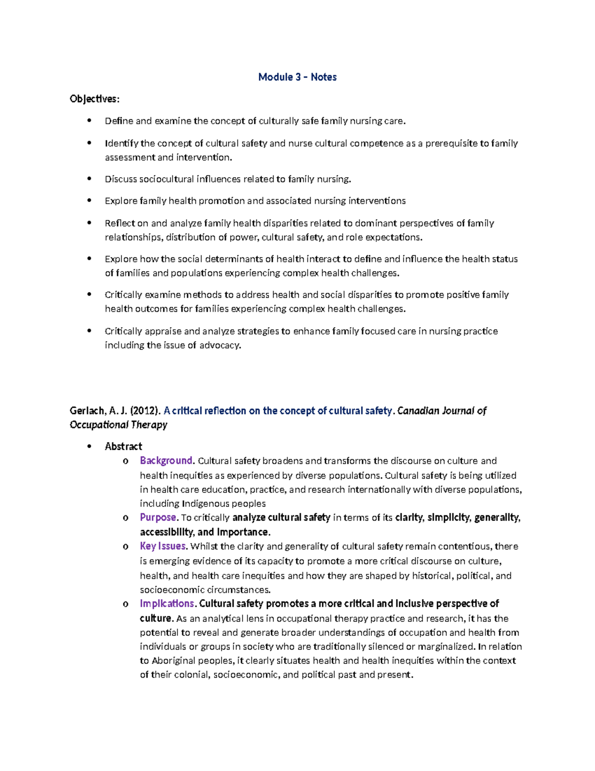 Module 3 Notes - summary - Module 3 – Notes Objectives: Define and ...