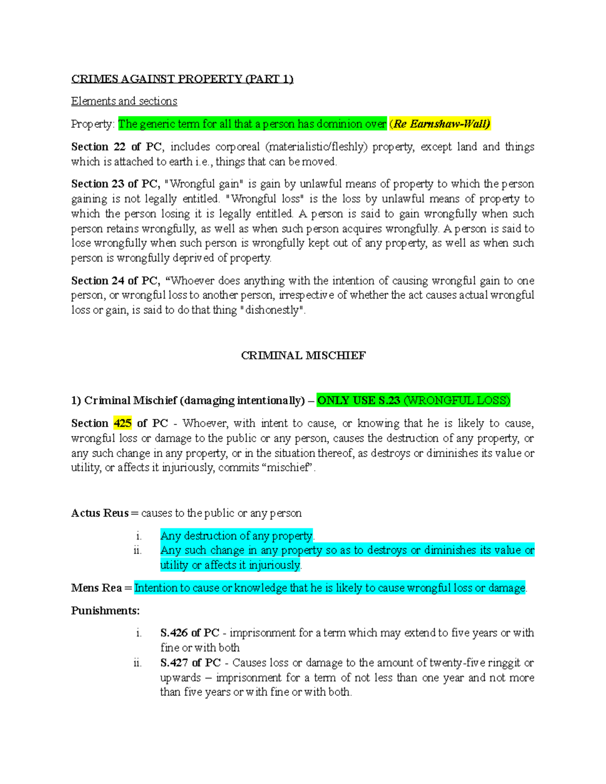 C4- Crime Against Property 1 - CRIMES AGAINST PROPERTY (PART 1 ...
