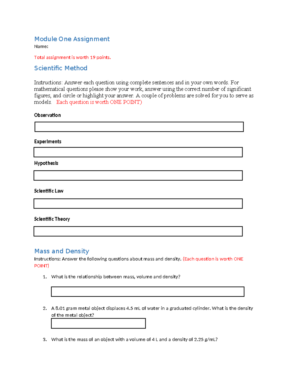 Module 01 Assignment - Work - Module One Assignment Name: Total ...