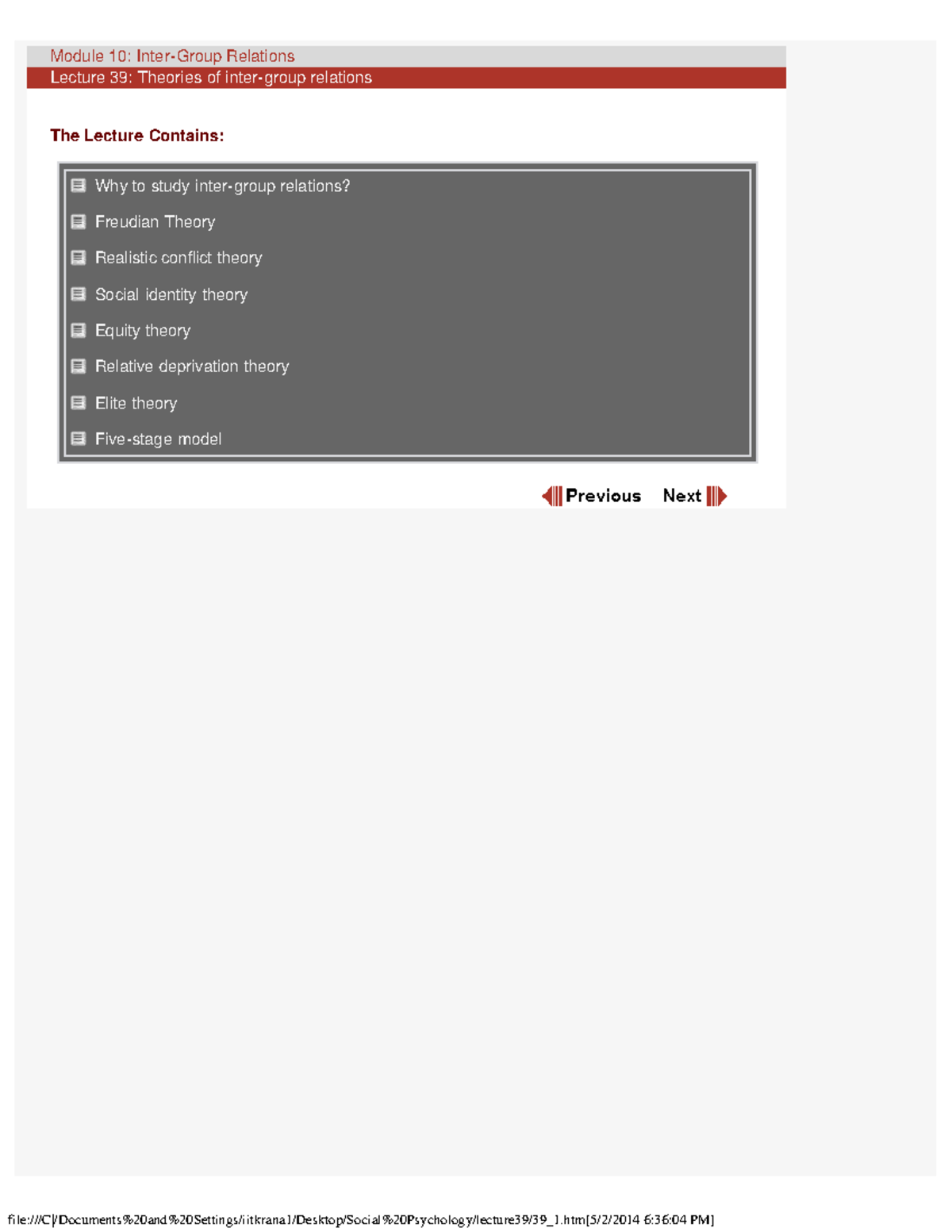 Theories Of Intergroup Relation Sem2 Lecture 39 Theories Of Inter Group Relations The Lecture