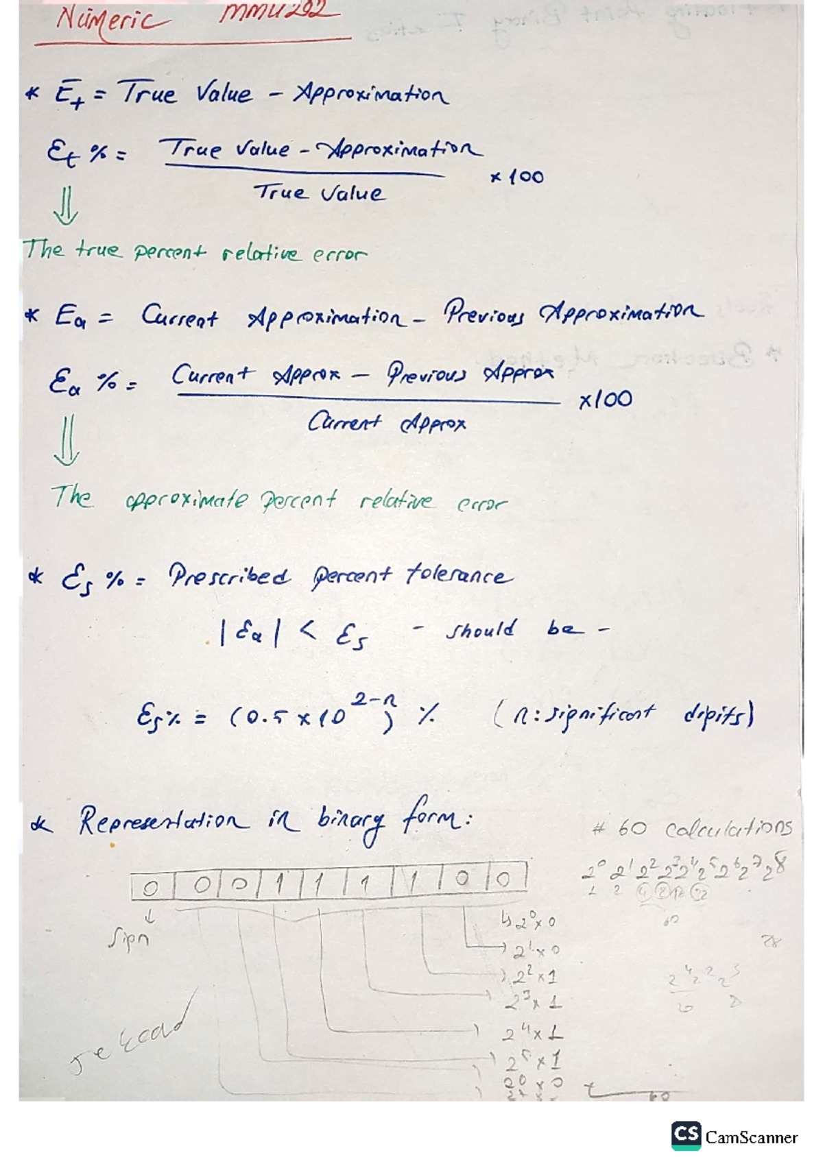 Numeric all year notes - Numerical Methods - Studocu
