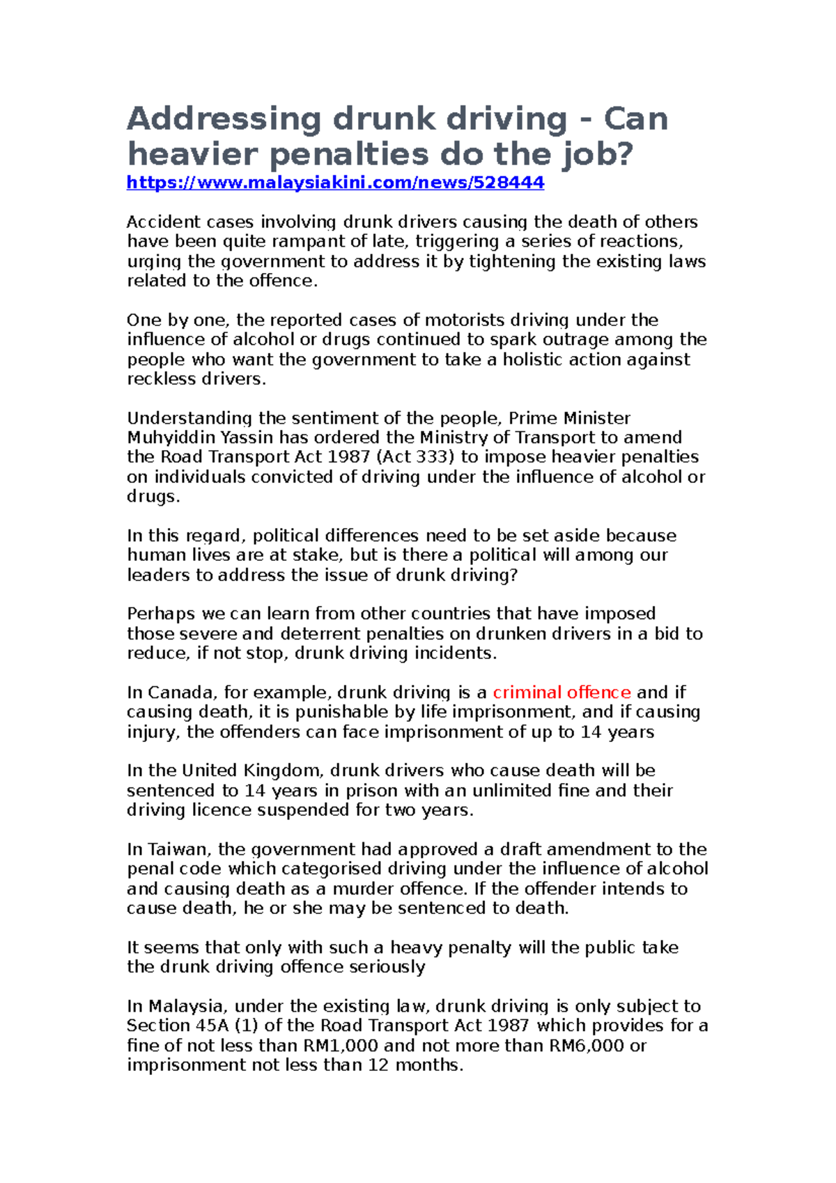 Addressing drunk driving UITM - One by one, the reported cases of ...