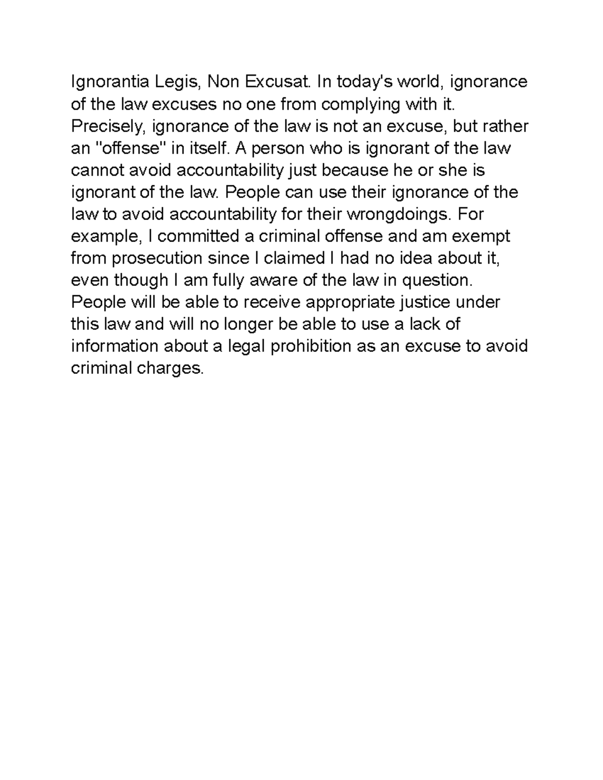 Ignorantia Legis - In today's world, ignorance of the law excuses no ...