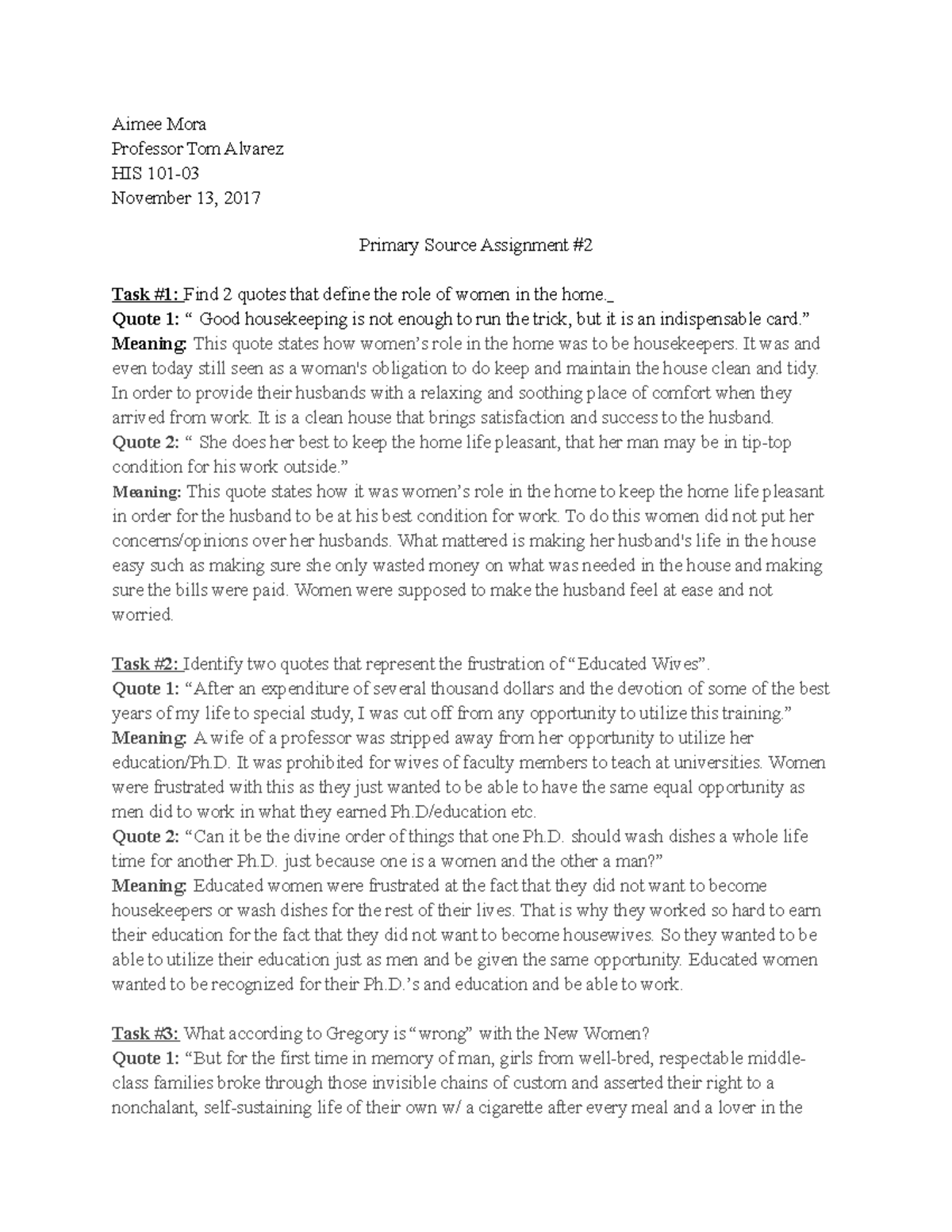 #2 Primary Source Assignment - Aimee Mora Professor Tom Alvarez HIS 101 ...