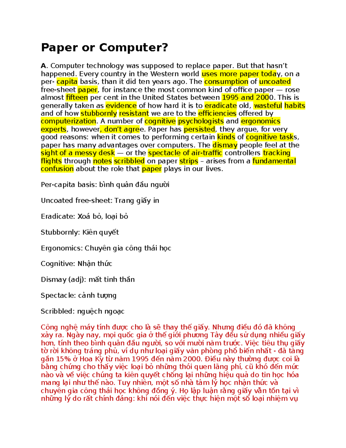 Paper or Computer - Reading answer and explaination - Paper or Computer ...