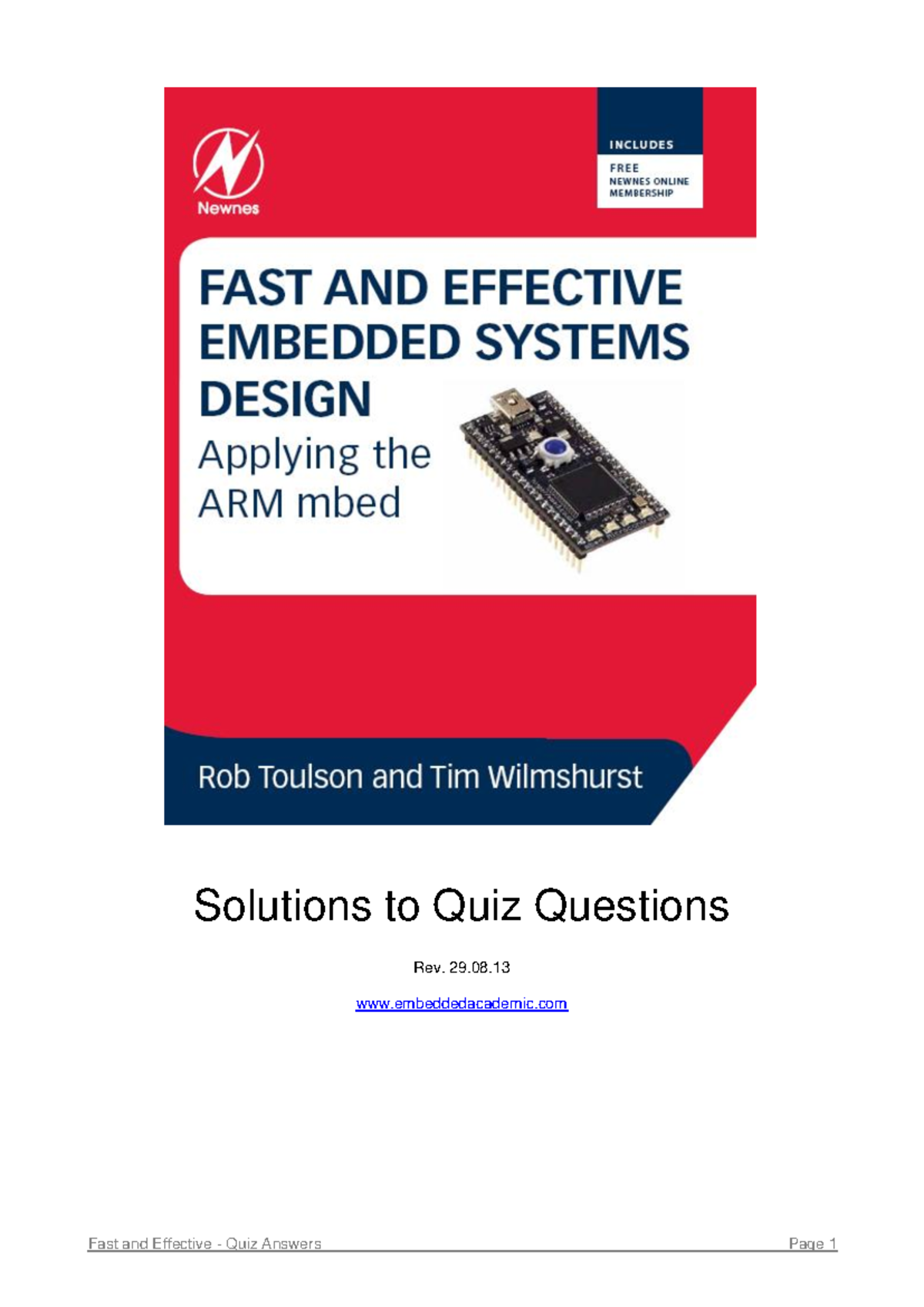 Solution Fast and Effective Embedded - Solutions to Quiz Questions Rev ...
