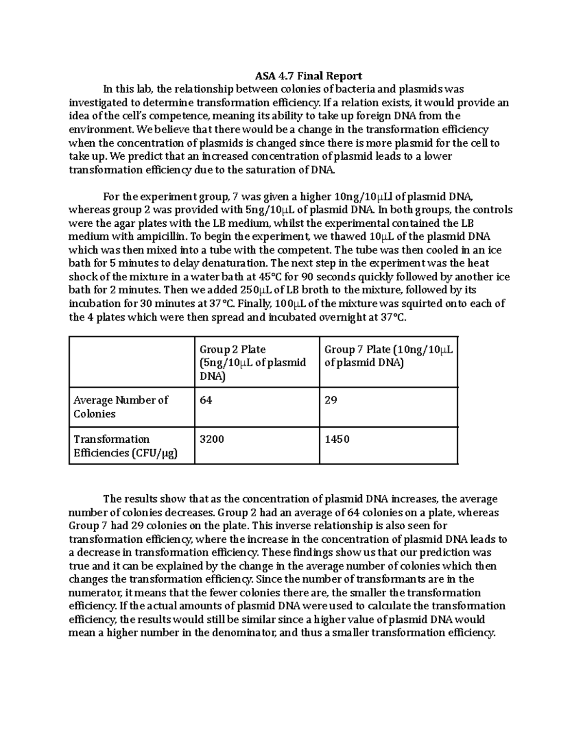 ASA 4 - lab - ASA 4 Final Report In this lab, the relationship between ...