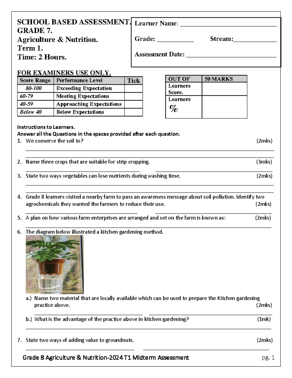 G8 T1 Agric & Nutrition Midterm (1)11 - Grade 8 Agriculture & Nutrition ...
