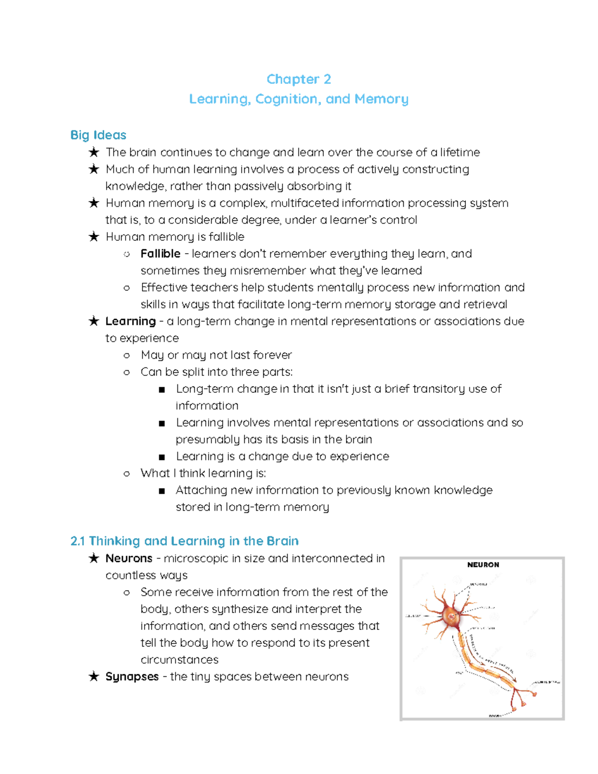 Chapter 2 Learning Cognition And Memory Lecture Notes Chapter 2
