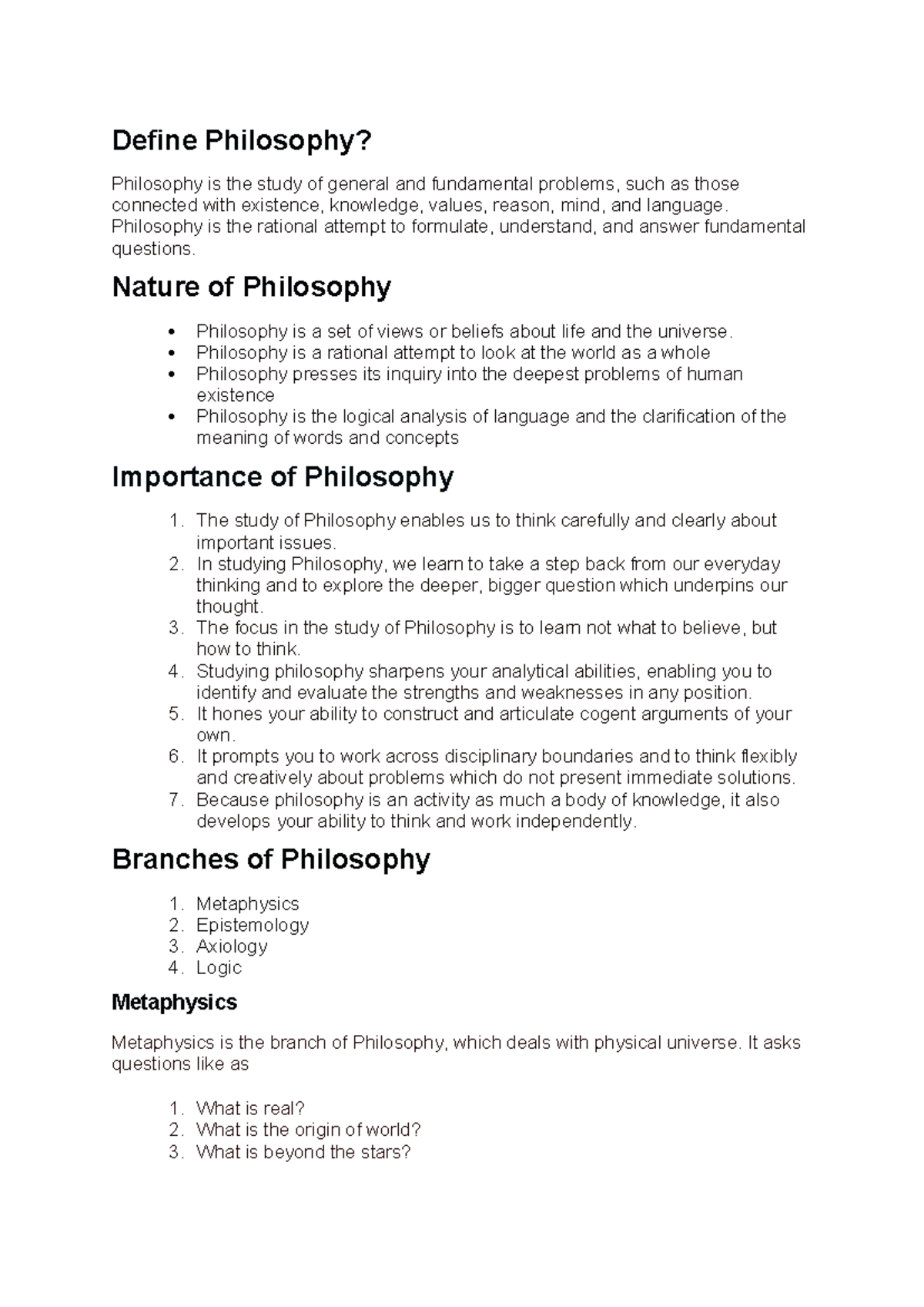 Research and publication ethics - Define Philosophy? Philosophy is the ...