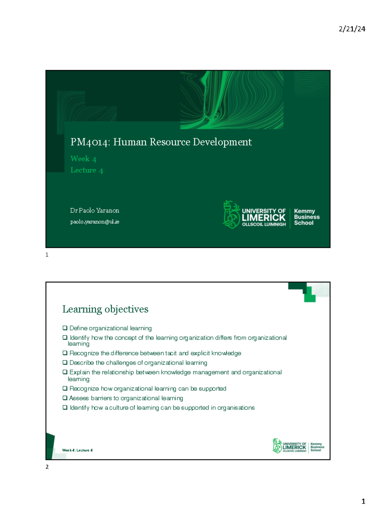 Types of Learning (Week 4) - PM4014: Human Resource Development Week 4 ...