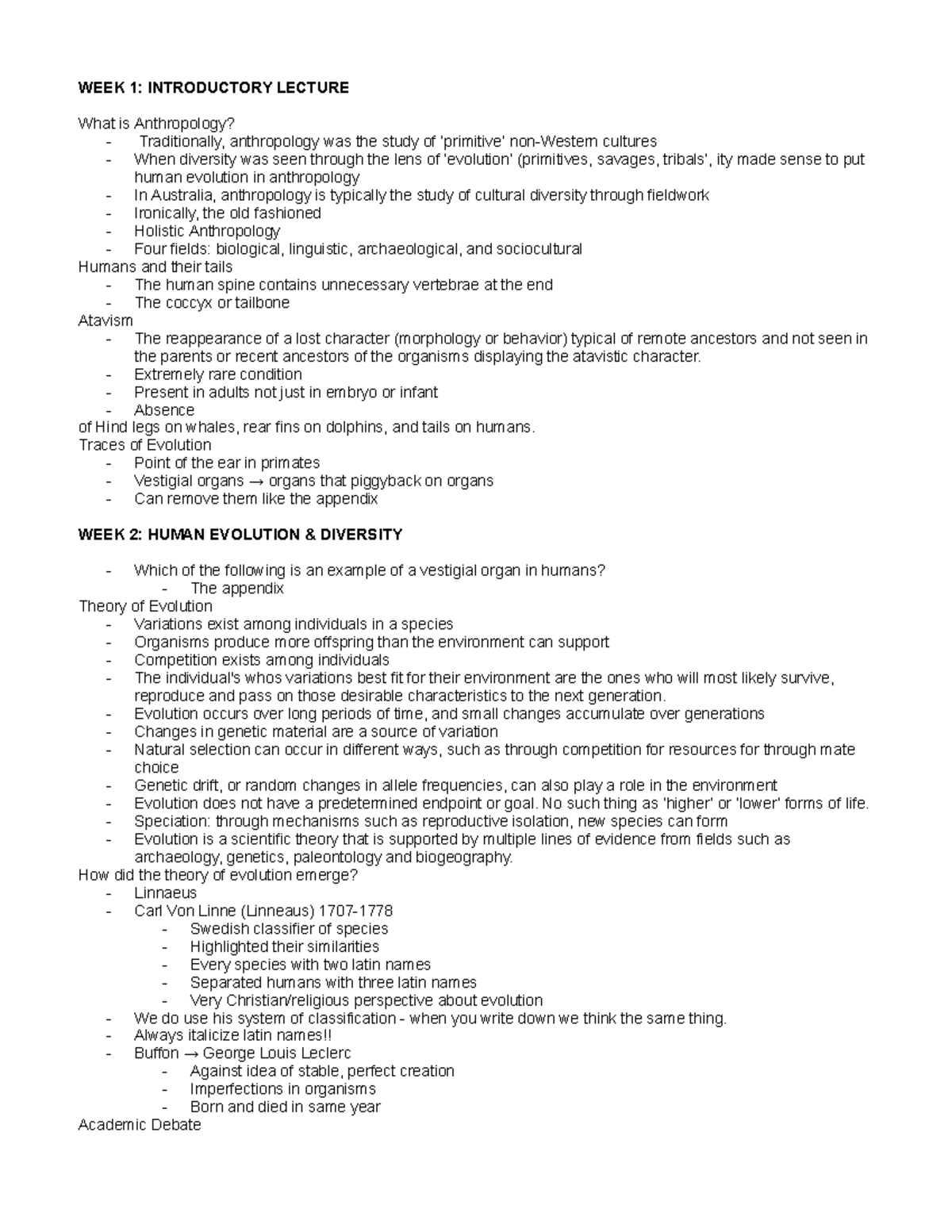 Week 1 And 2 Lectures Week 1 Introductory Lecture What Is Anthropology Traditionally