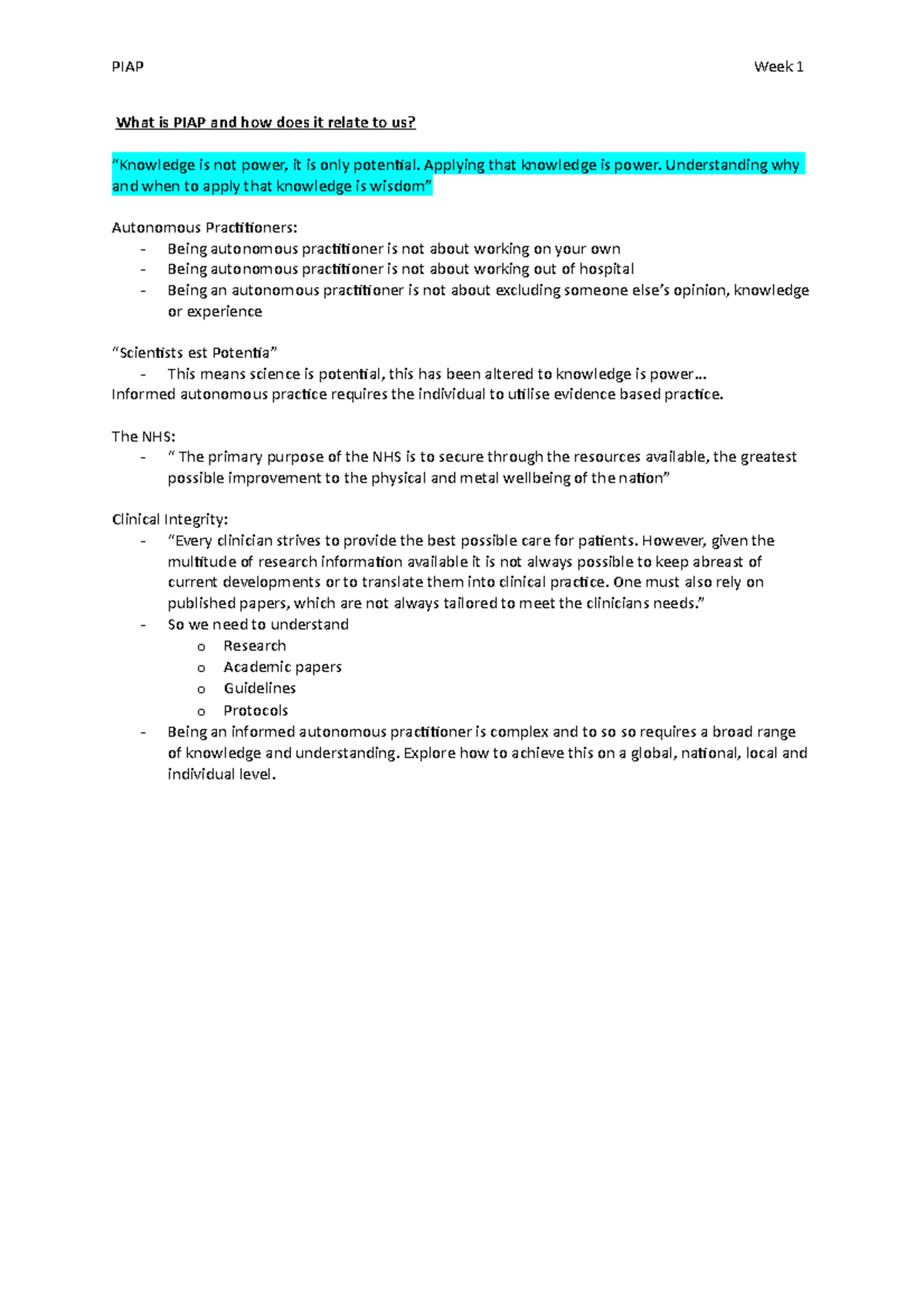 Piap and how does it relate to us - PIAP Week 1 What is PIAP and how ...