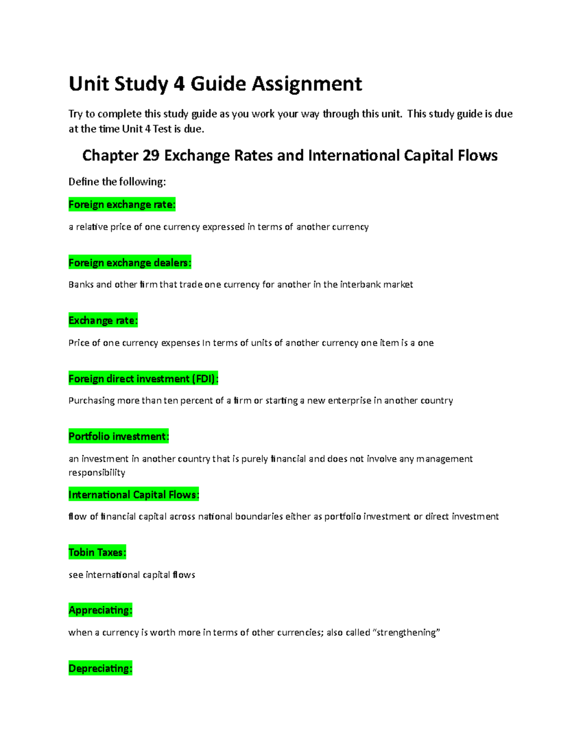 SG4 - macro - Unit Study 4 Guide Assignment Try to complete this study guide as you work your ...