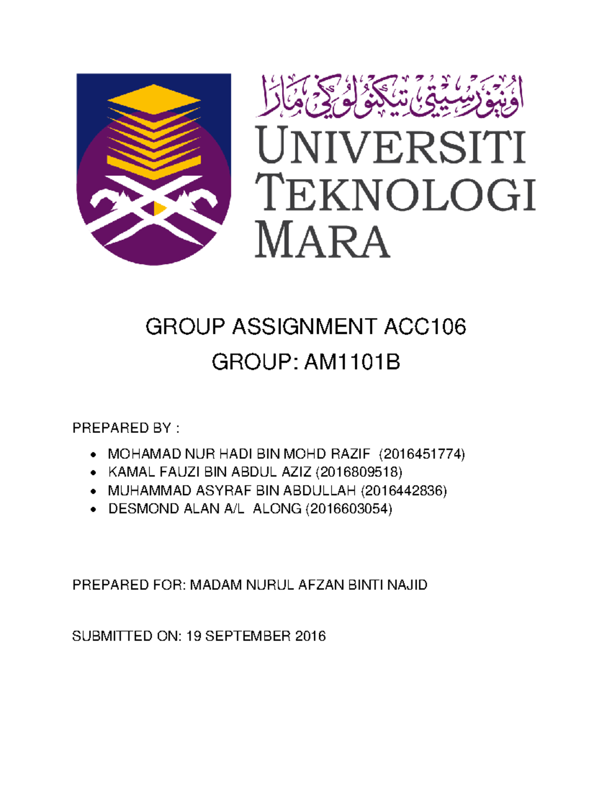 Group Assignment ACC106 Group AM1101B PR - GROUP ASSIGNMENT ACC GROUP ...