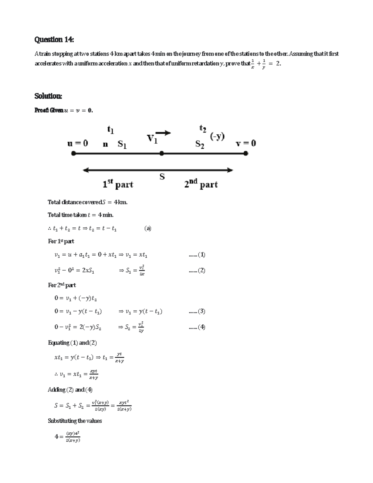 Physics Motion in one dimension Class 9 Questions and Their ...