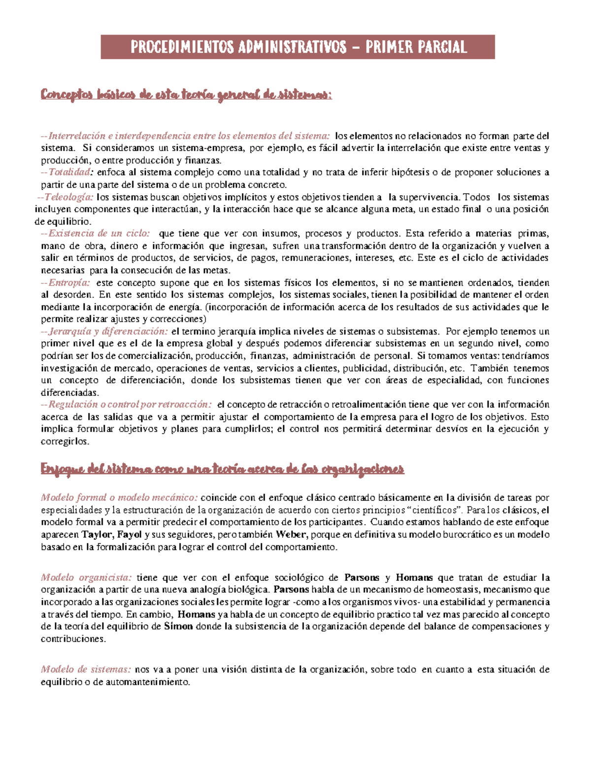 Procedimientos Administrativos - PROCEDIMIENTOS ADMINISTRATIVOS – PRIMER PARCIAL Conceptos ...