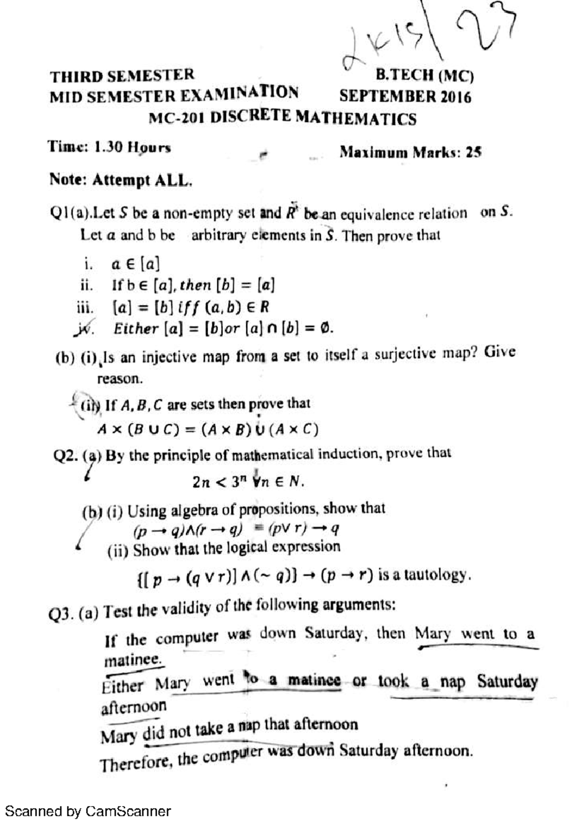 2016 Sept Midsem - Question on DM - Discrete Mathematics - Studocu