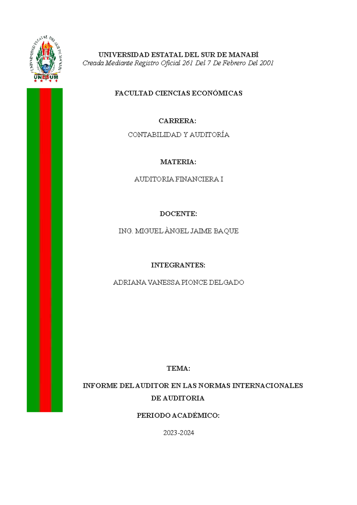 Caratula - aad - UNIVERSIDAD ESTATAL DEL SUR DE MANABÍ Creada Mediante ...