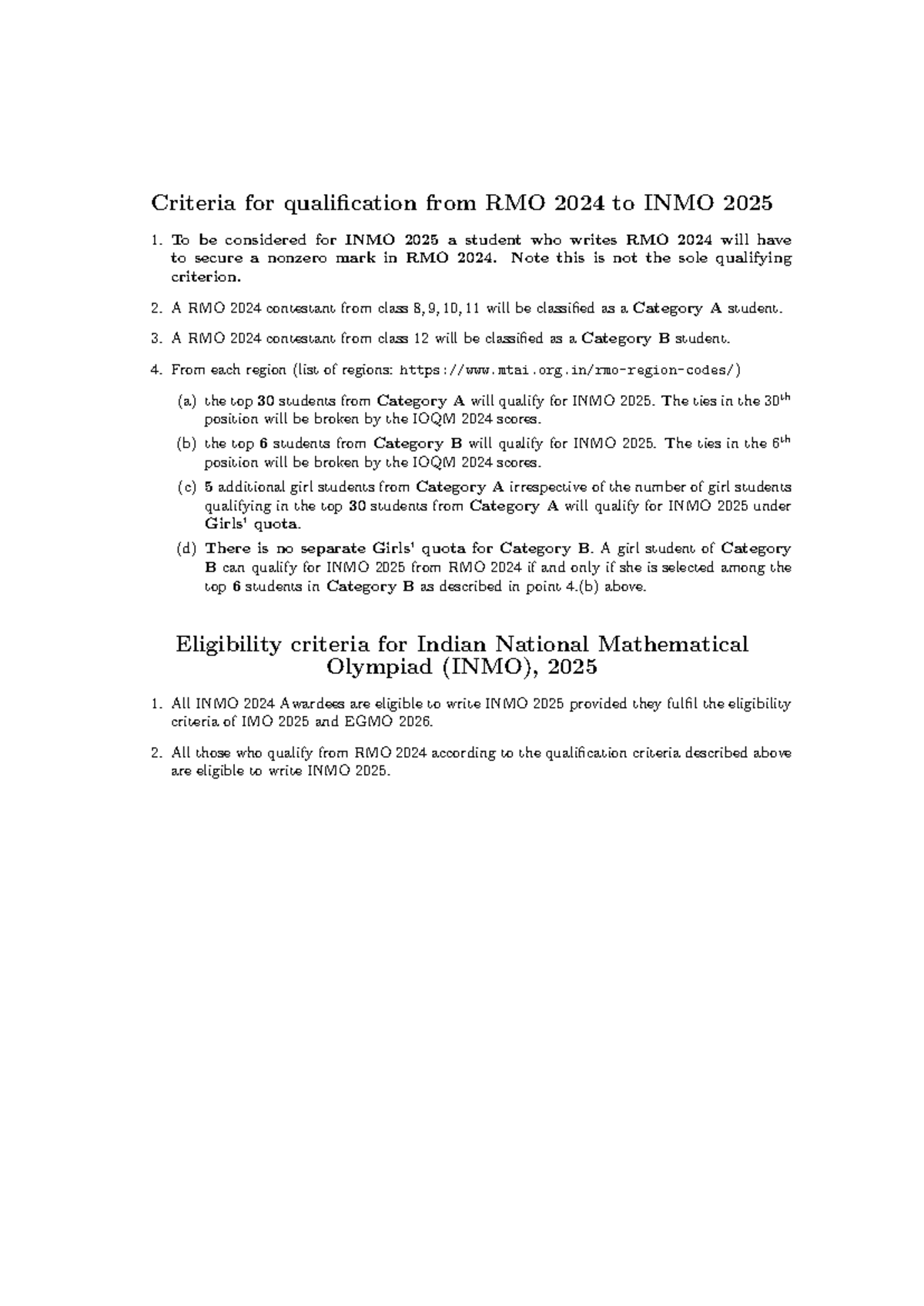 Inmo25selection-criteria - Criteria for qualification from RMO 2024 to ...