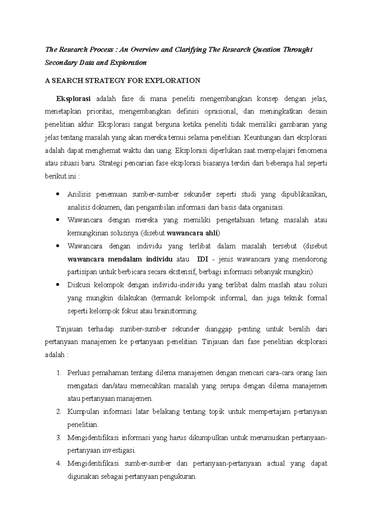 An Overview and Clarifying The Research Question Throught Secondary Data and Exploration - - Studocu