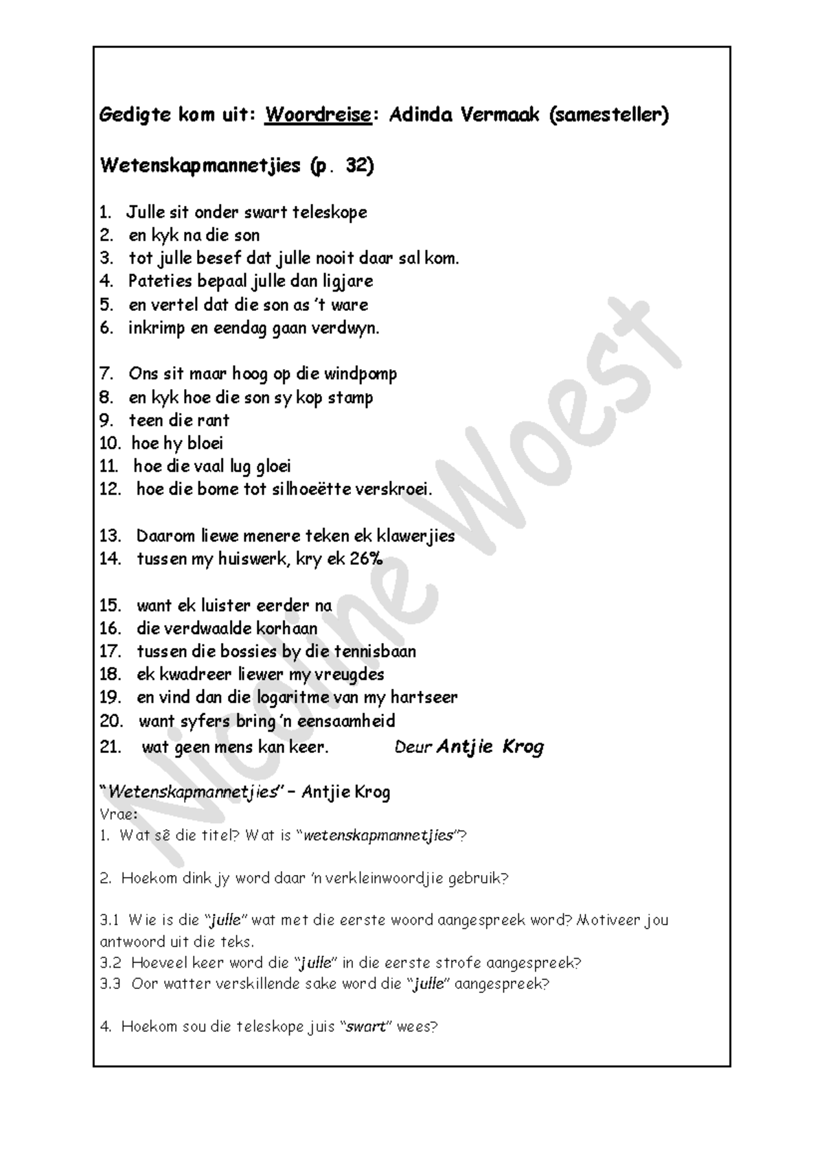 2020 Woest gedigte Gr9 T1 vrae en antwoorde - Gedigte kom uit ...