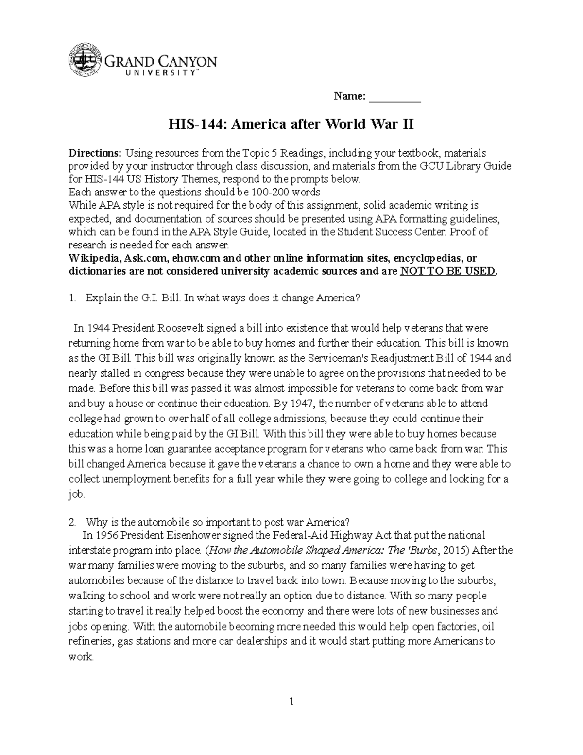 HIS-144-RS-America after WWII Worksheet - HIS-144 - GCU - Studocu