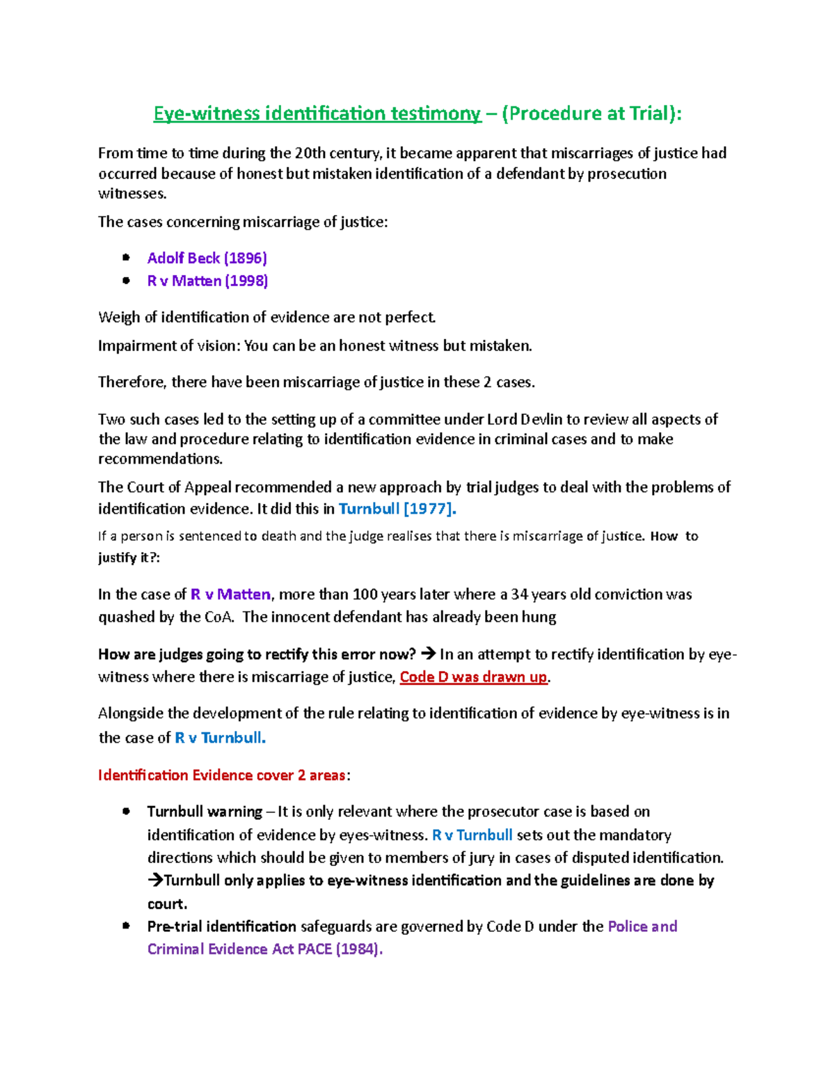 Eye - witness identification testimony - Eye-witness identification ...