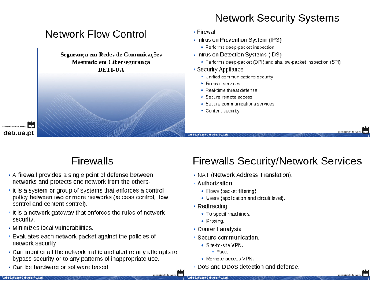 4 - Flow Control - Network Flow Control Segurança em Redes de ...