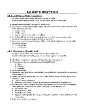 BIOL 1406, Lab #1 - Safety & Metric Measurements - LAB: Safety and ...