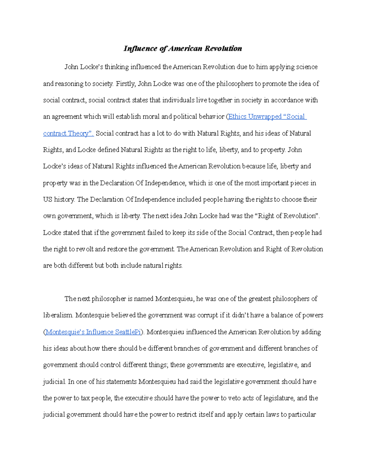 Analyzing the significance of the Enlightenment Influence on the ...