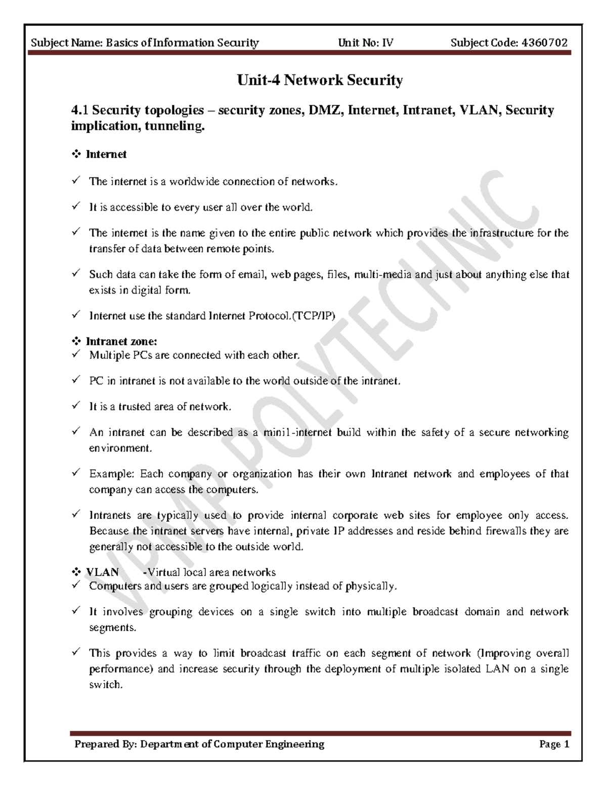 Unit 4 network security - Unit-4 Network Security 4 Security topologies – security zones, DMZ ...