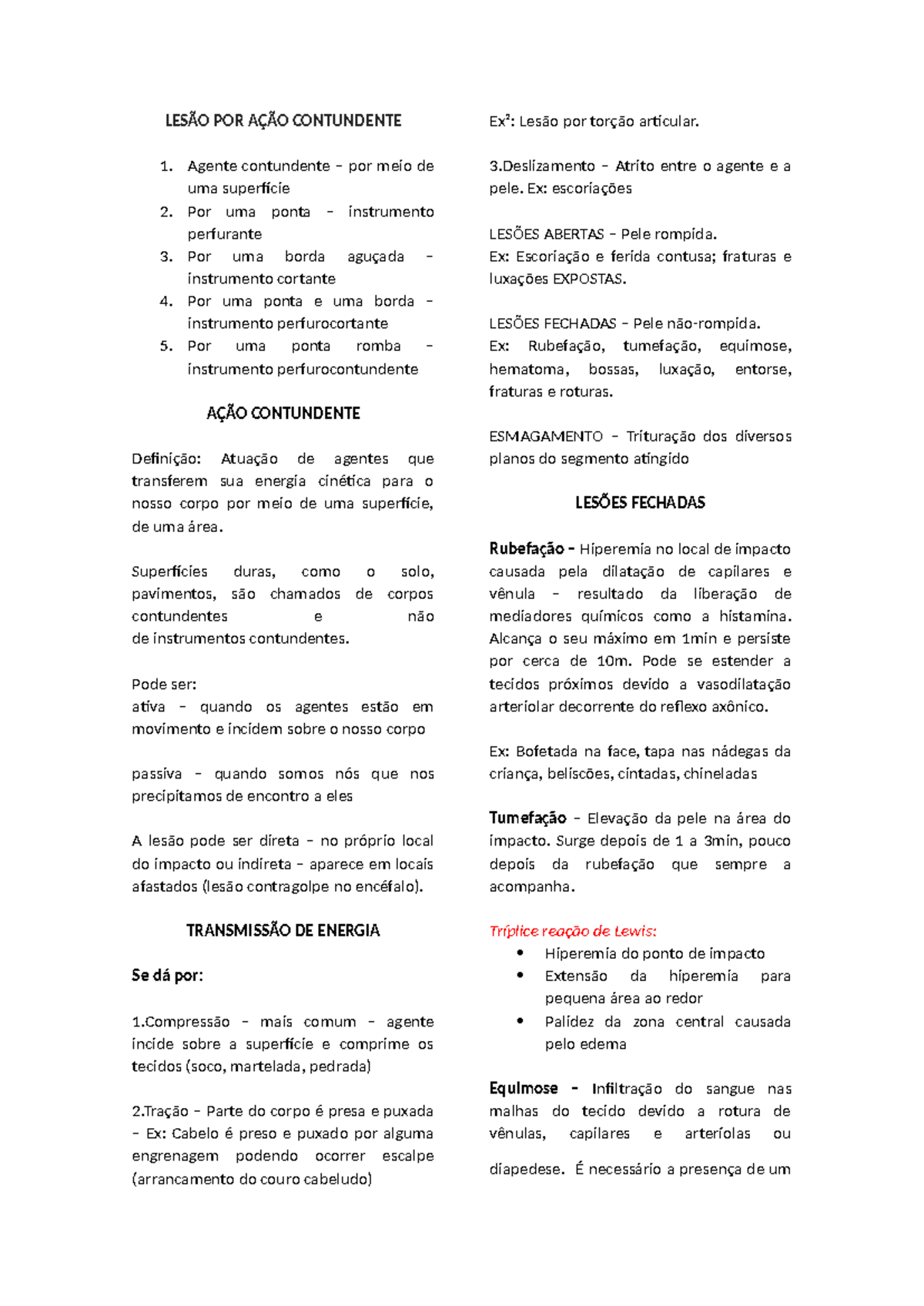 Lesão POR AÇÃO Contundente - LESÃO POR AÇÃO CONTUNDENTE Agente ...