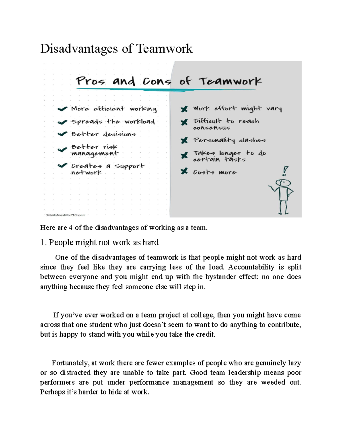 Disadvantages of Teamwork nhóm 6 - Disadvantages of Teamwork Here are 4 ...