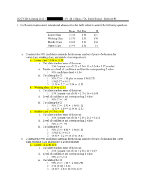 socy 2061 exercise 1 - SOCY-2061, Spring 2020 Exercise # To earn full ...