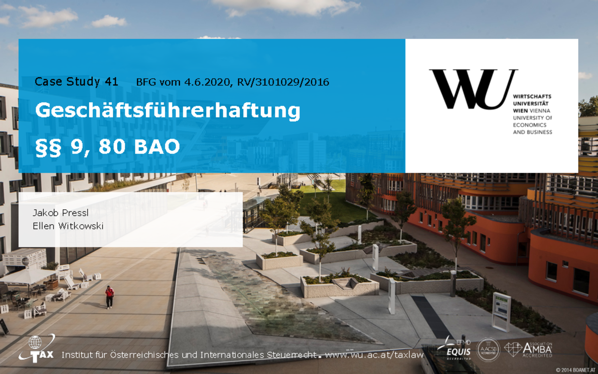 41 - Dispo - Jakob Pressl Ellen Witkowski Case Study 41 BFG vom 4.6, RV ...