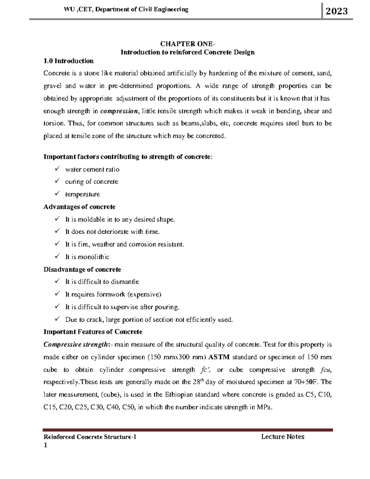 Chapter ONE RCC-I (1) - Reinforced concrete - Reinforced Concrete ...