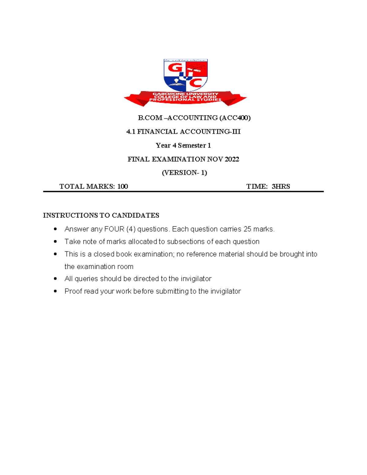 B.Com -Q.P- 2 ACC-400- Financial Accounting-III - B –ACCOUNTING (ACC400 ...