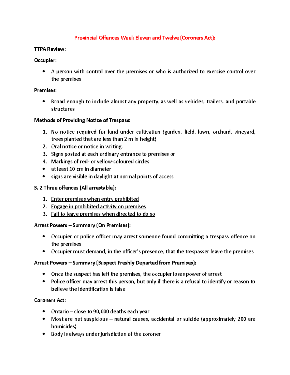 Provincial Offences Week Eleven and Twelve - 2 Three offences (All ...