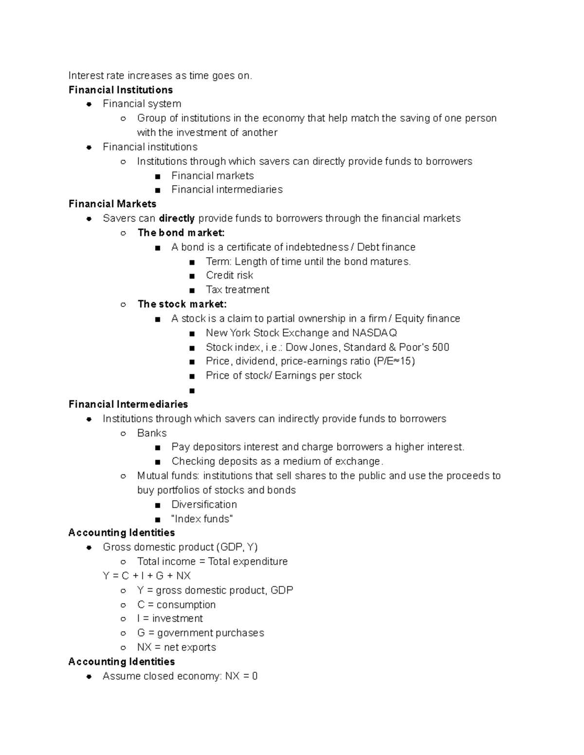 Chapter 8 ECON - Interest rate increases as time goes on. Financial ...