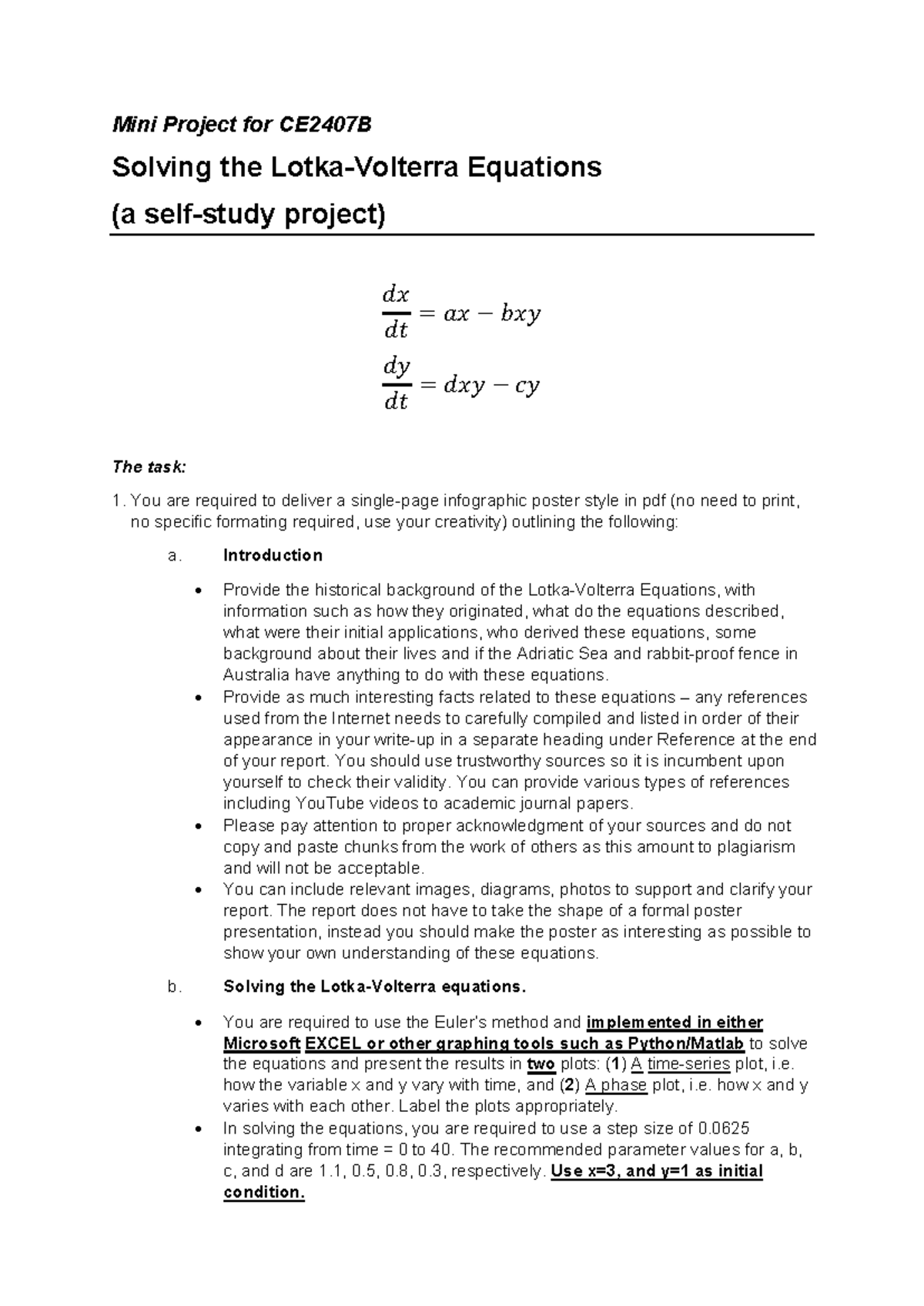 Project brief for ce2407b - Mini Project for CE2407B Solving the Lotka ...