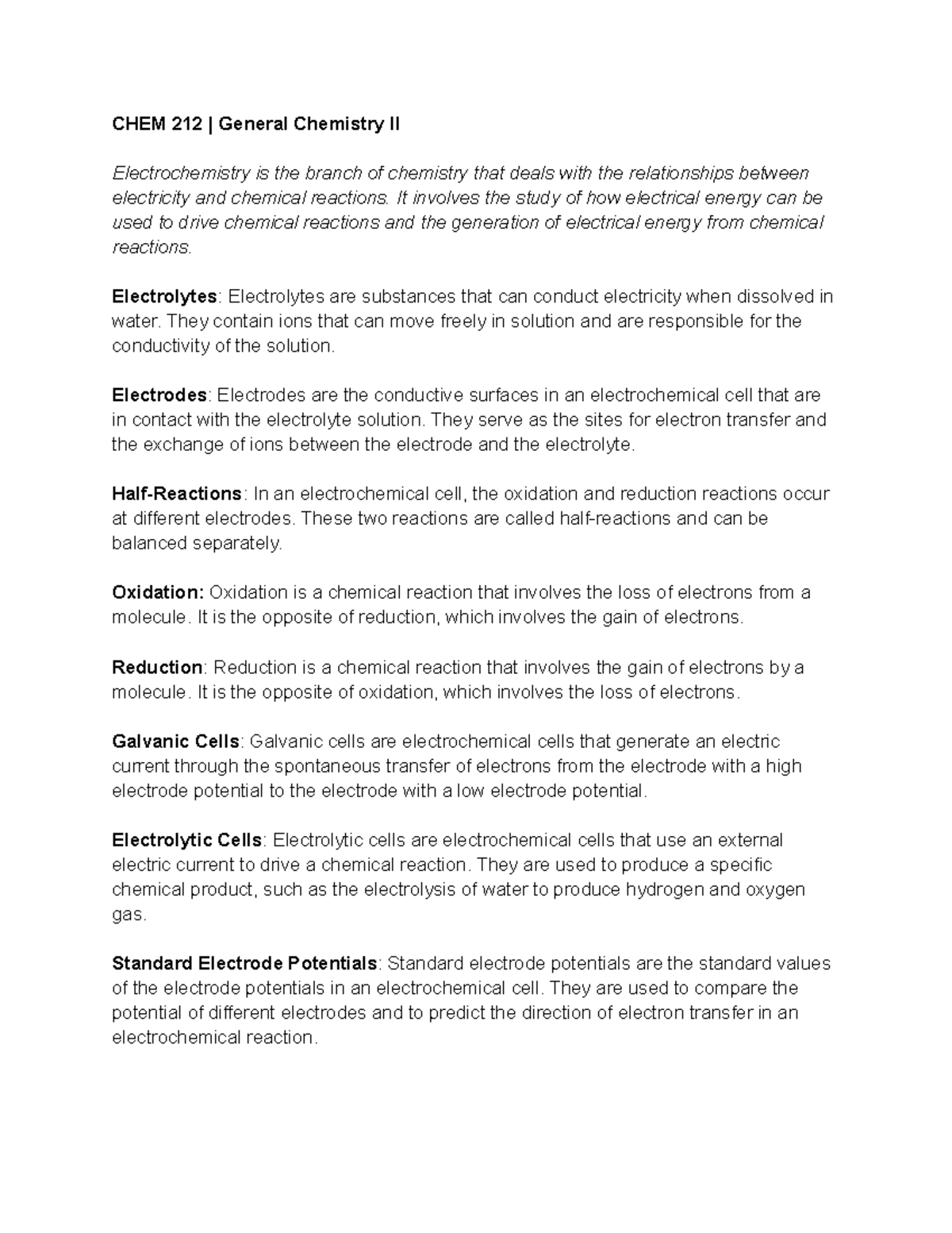 CHEM 212 electrochemistry and nuclear chemistry - CHEM 212 | General ...