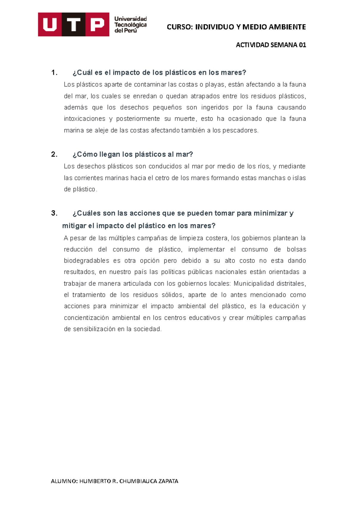 S01 02 El mar y los plásticos - CURSO: INDIVIDUO Y MEDIO AMBIENTE ...