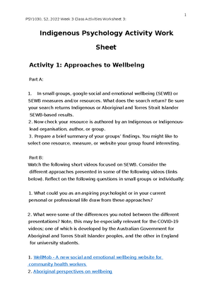 Week 6 Activities Worksheet - Gender and Culture - PSY1030, S2, 2021 ...