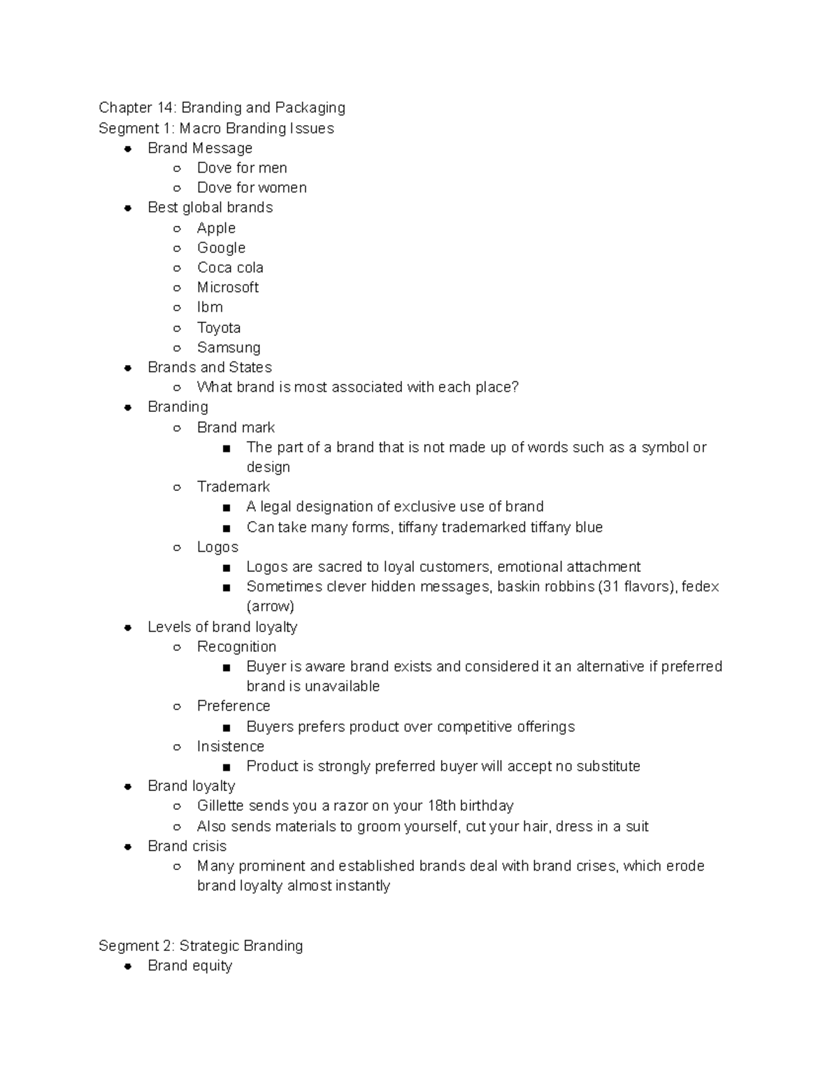 Module 3 Chapter 14 - Chapter 14: Branding and Packaging Segment 1 ...