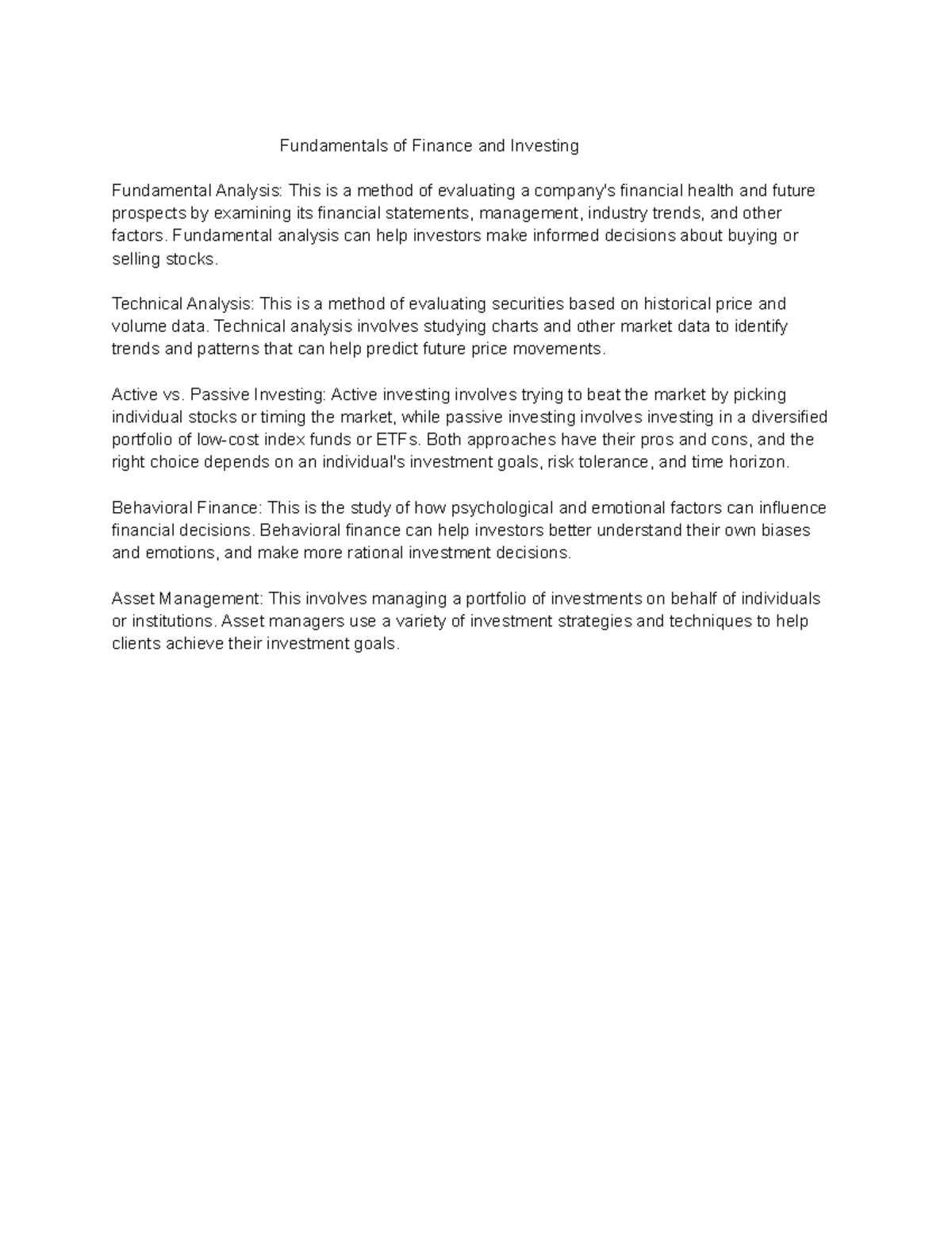 Fundamentals of Finance and Investing notes 3 - Fundamentals of Finance ...